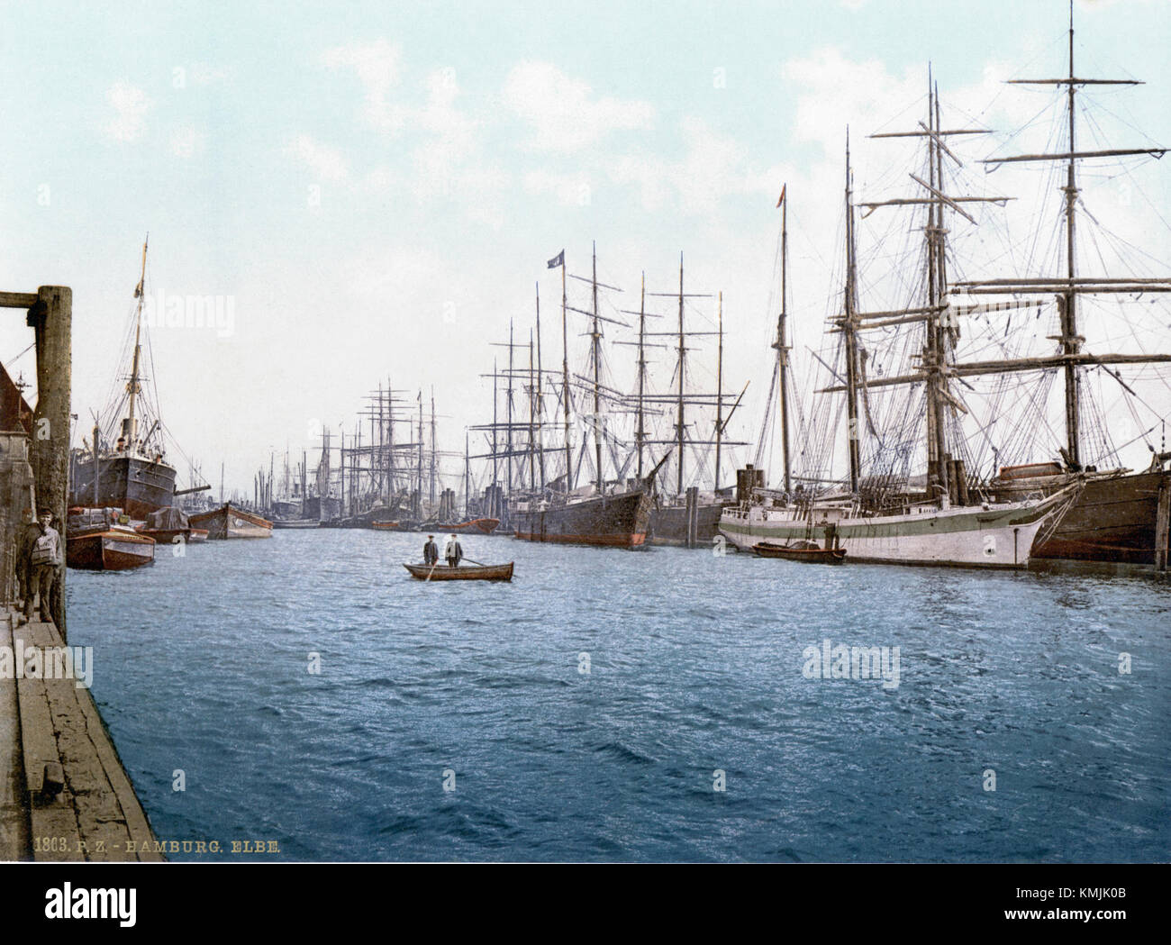 This image depicts Hamburg Hafen, the port of Hamburg, in 1890. The ...