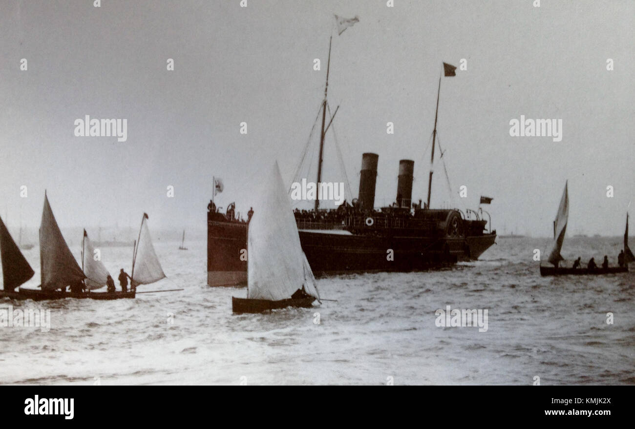 King Orry II is a ship approaching Douglas on the Isle of Man ...