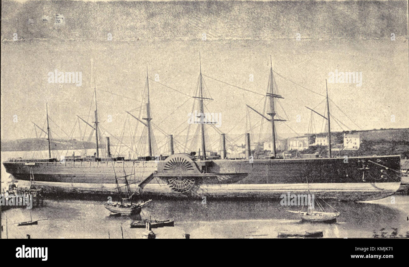 An illustration of the Great Eastern, a famous British ocean liner. The ...