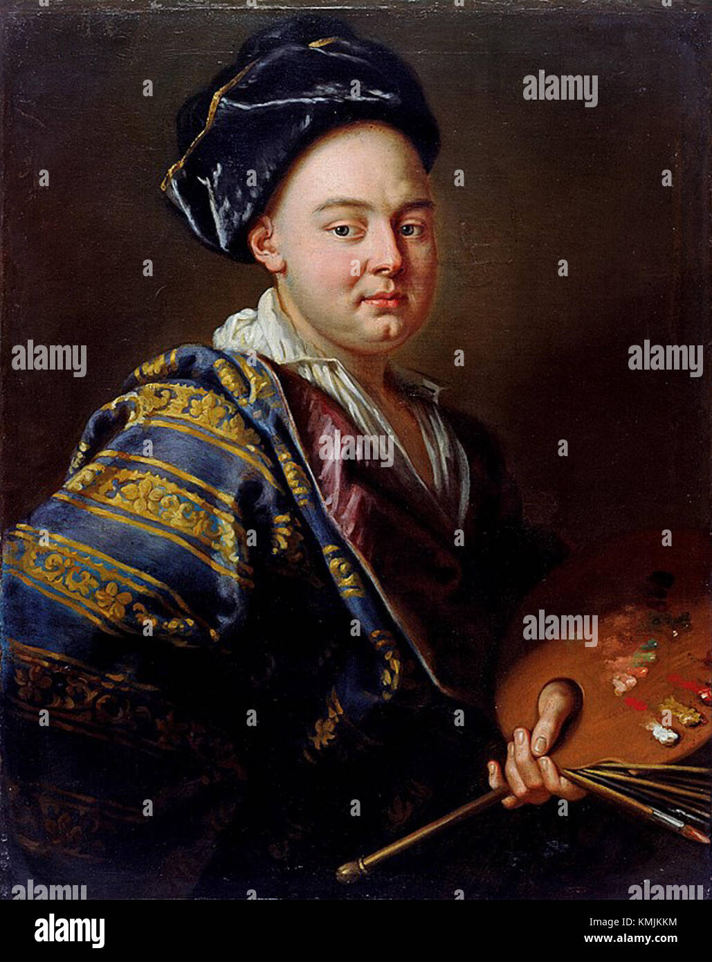 Self-portrait with Turban by artist Handmann, created in 1745, is a ...