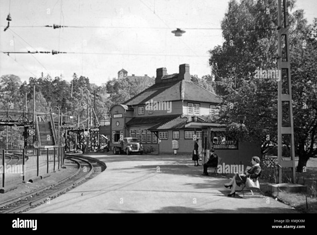 This image shows the historical Stocksund Station building in Sweden ...