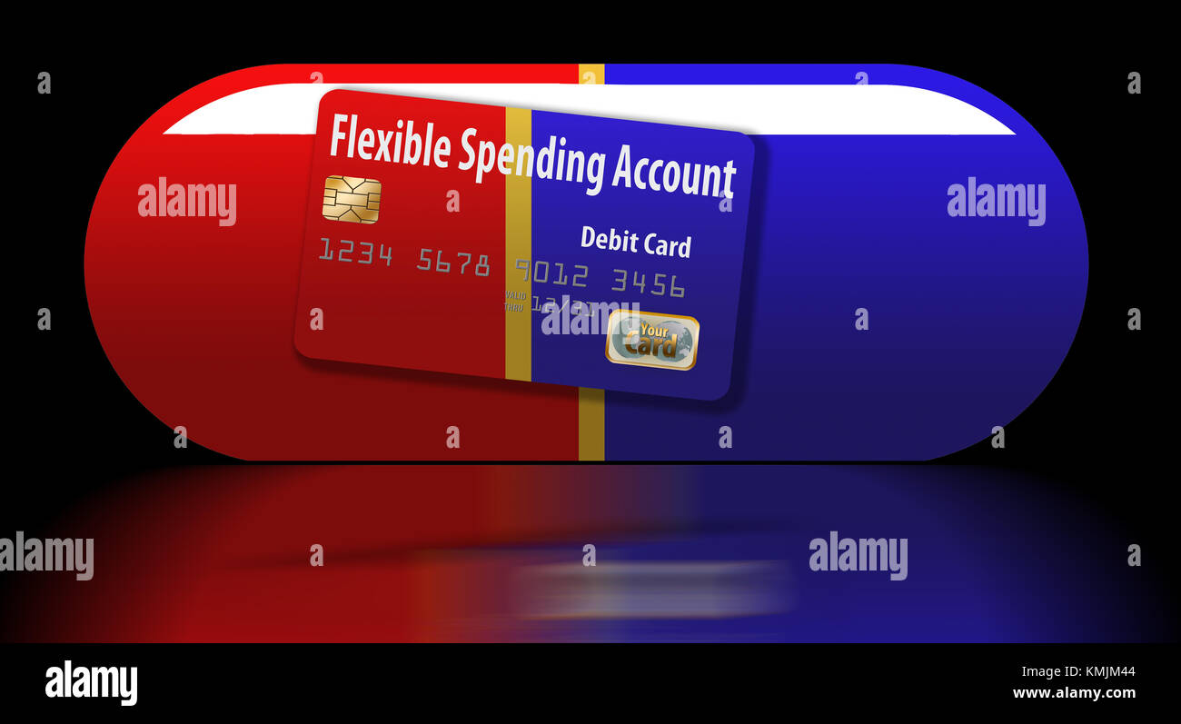 A flexible spending account debit card is decorated with a medicine ...