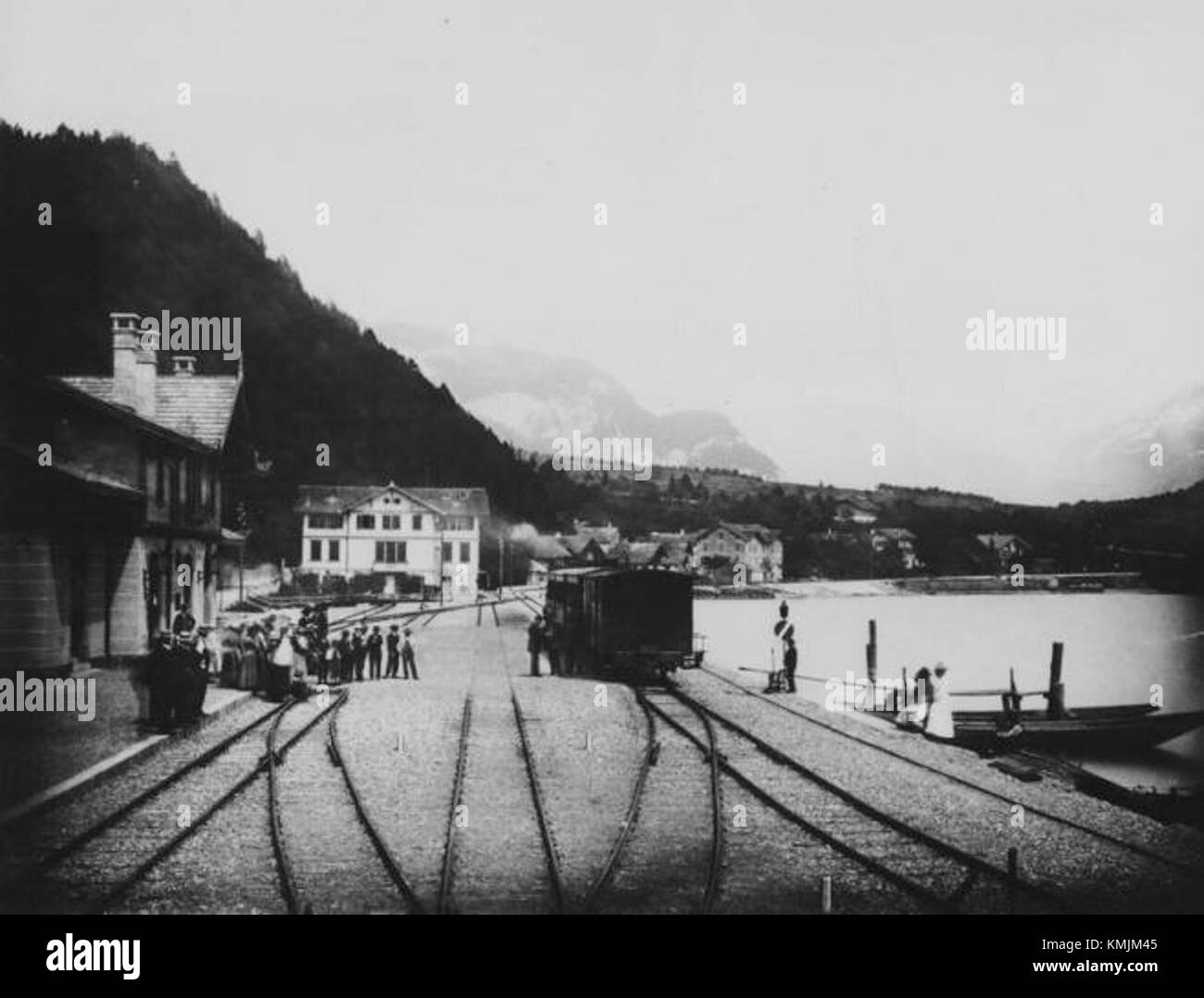 This 1888 photograph of Bahnhof Brienz in Switzerland captures the ...