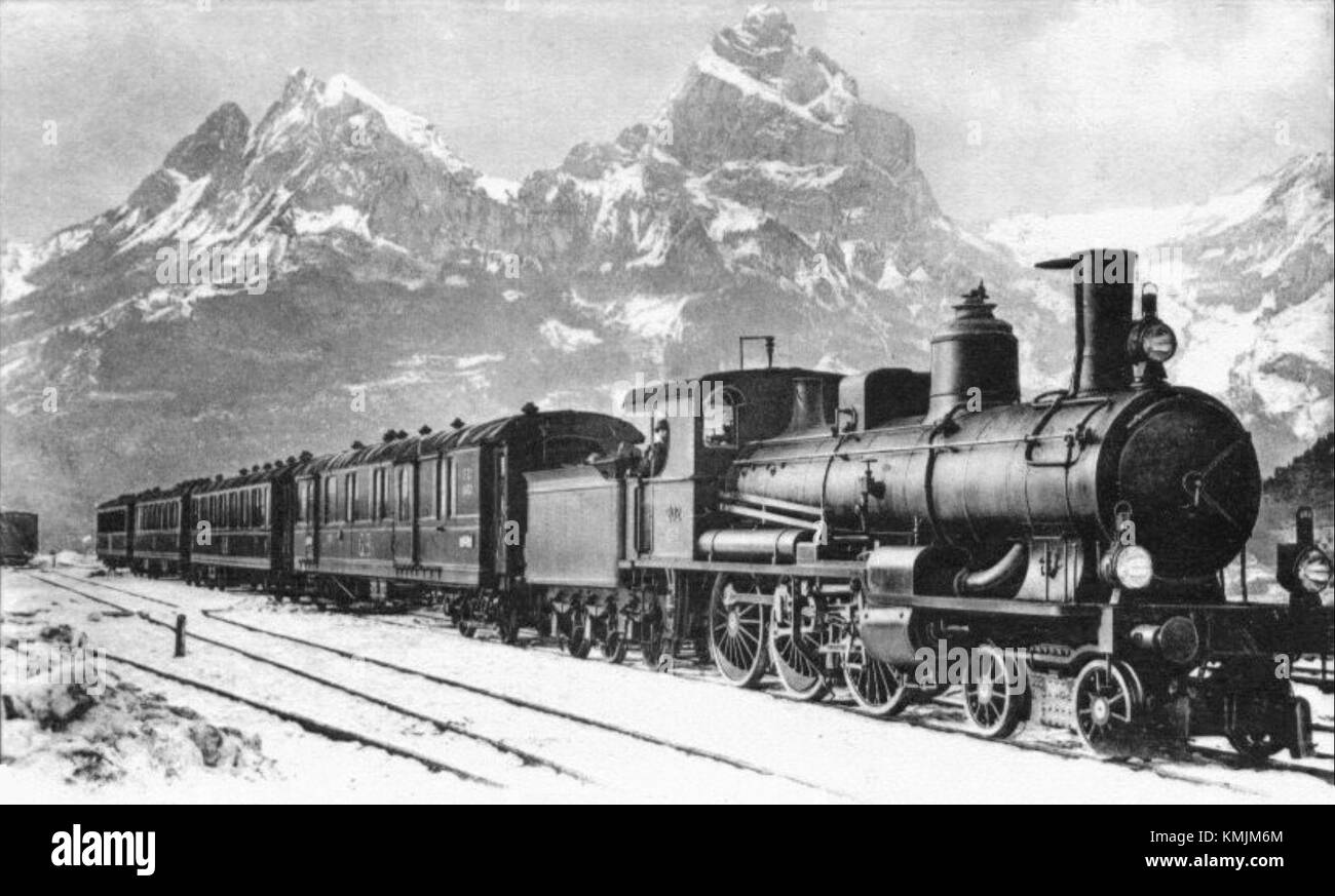 The Gotthard-Express, a significant train service, is depicted with the ...