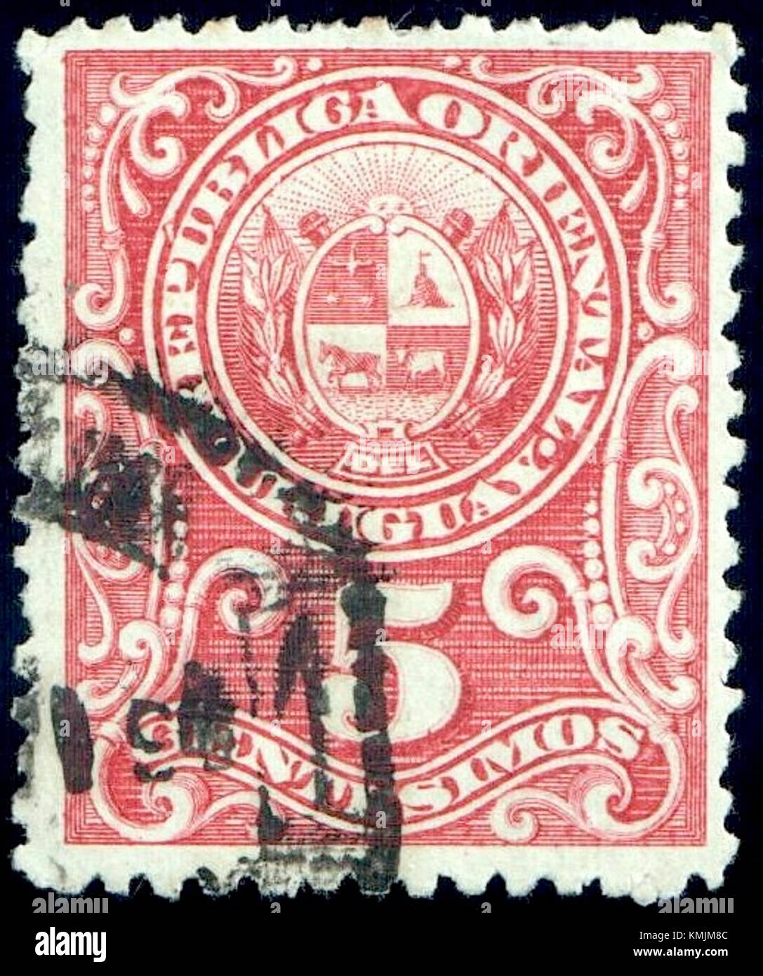 This stamp from Uruguay, issued in 1894, features a classic design and ...