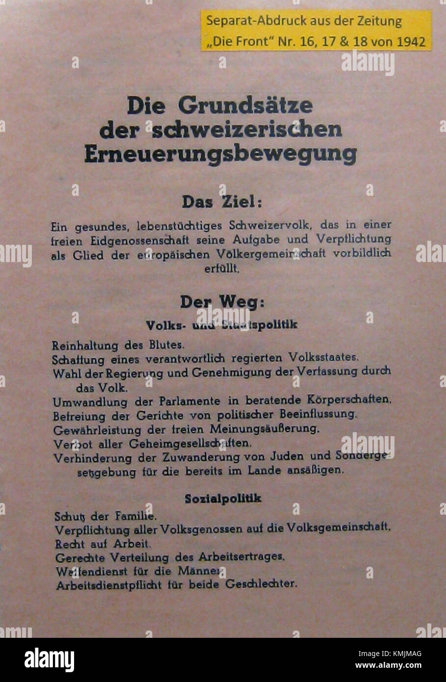 A historical German pamphlet (flugblatt) from the Frontisten group ...