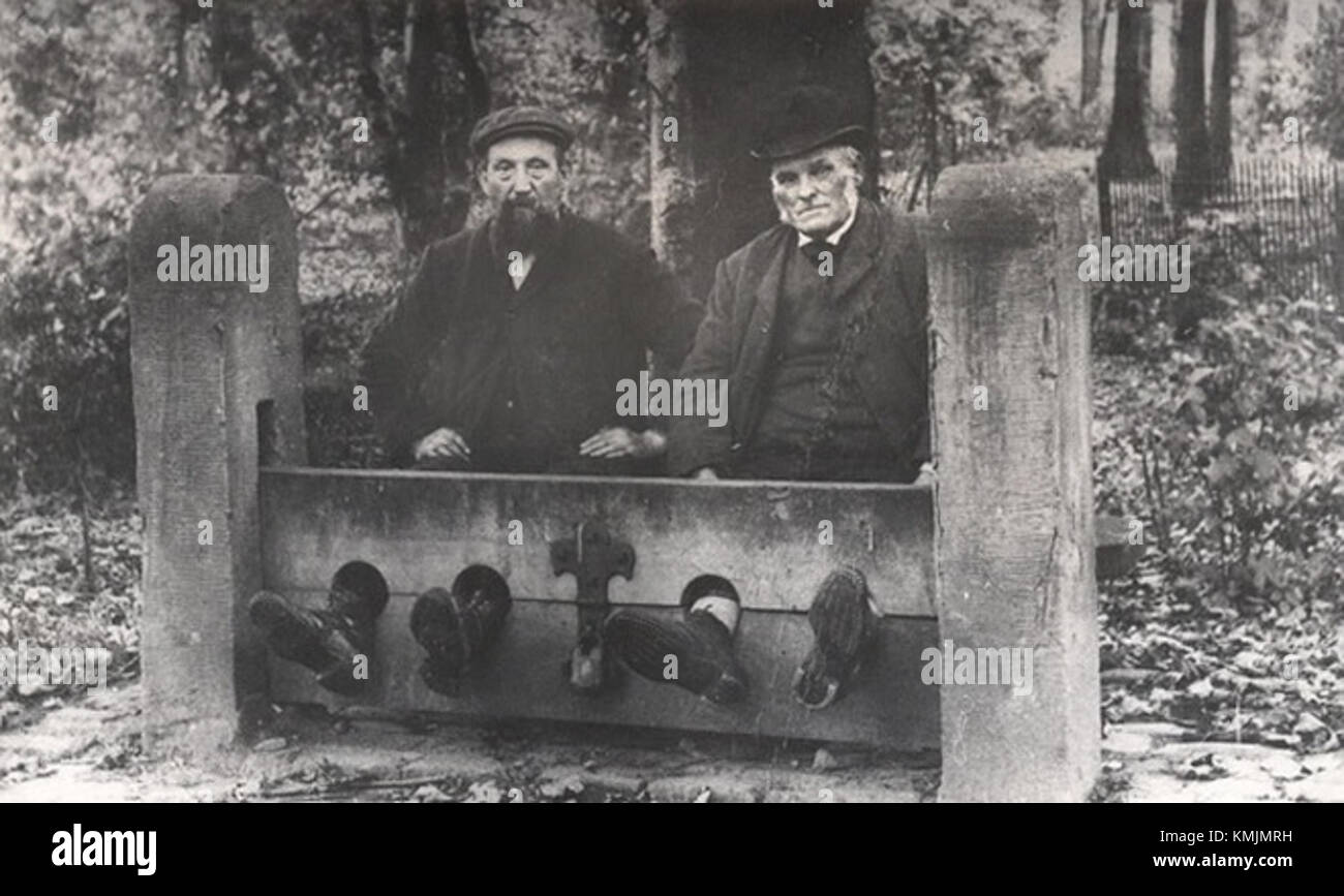 Wooden stocks punishment hi-res stock photography and images - Alamy