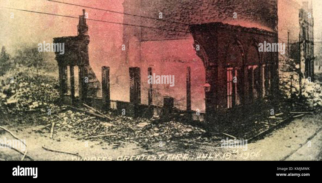This 1906 postcard depicts the aftermath of the Dundee Fire, which ...