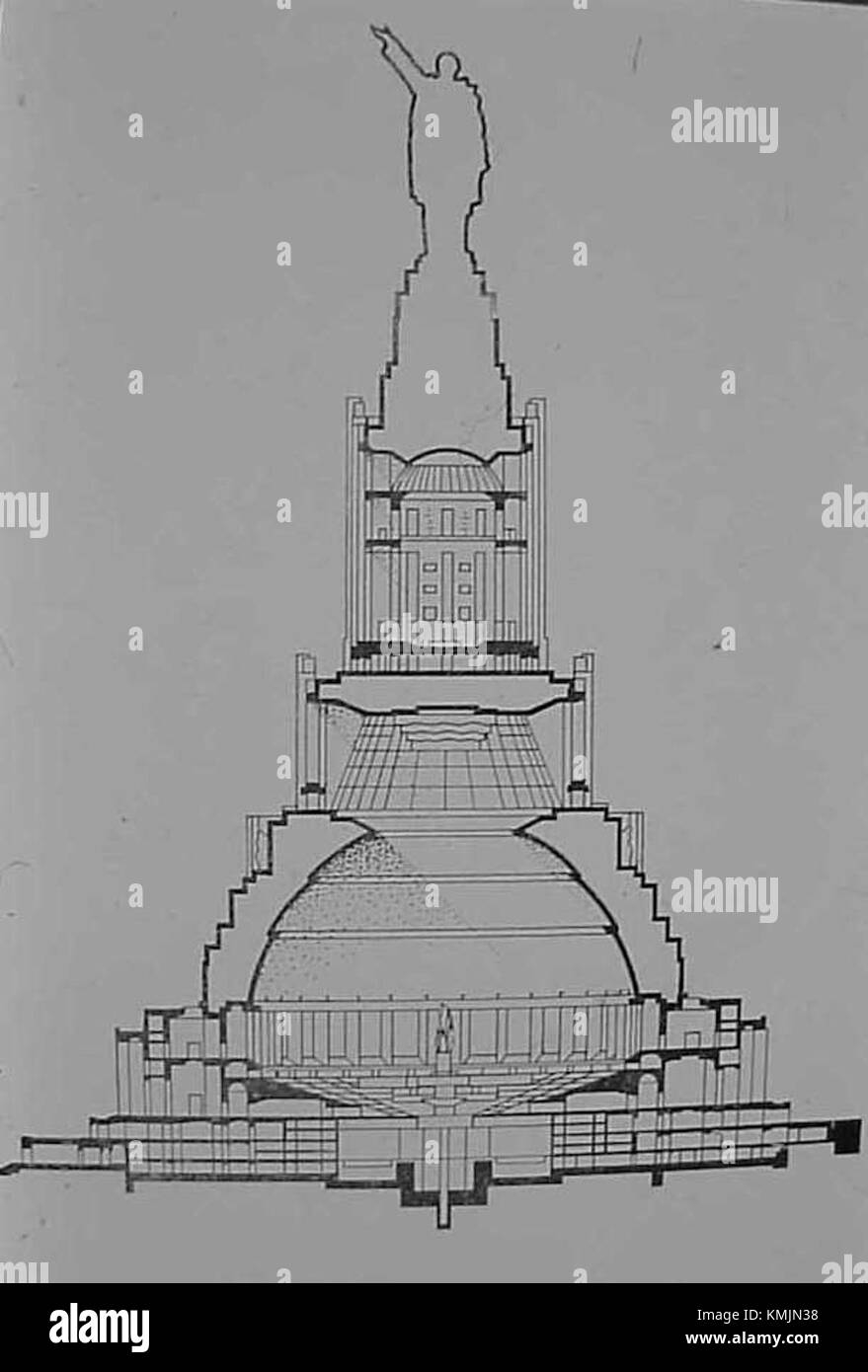 A blueprint of the Palace of Soviets, an architectural concept from the ...