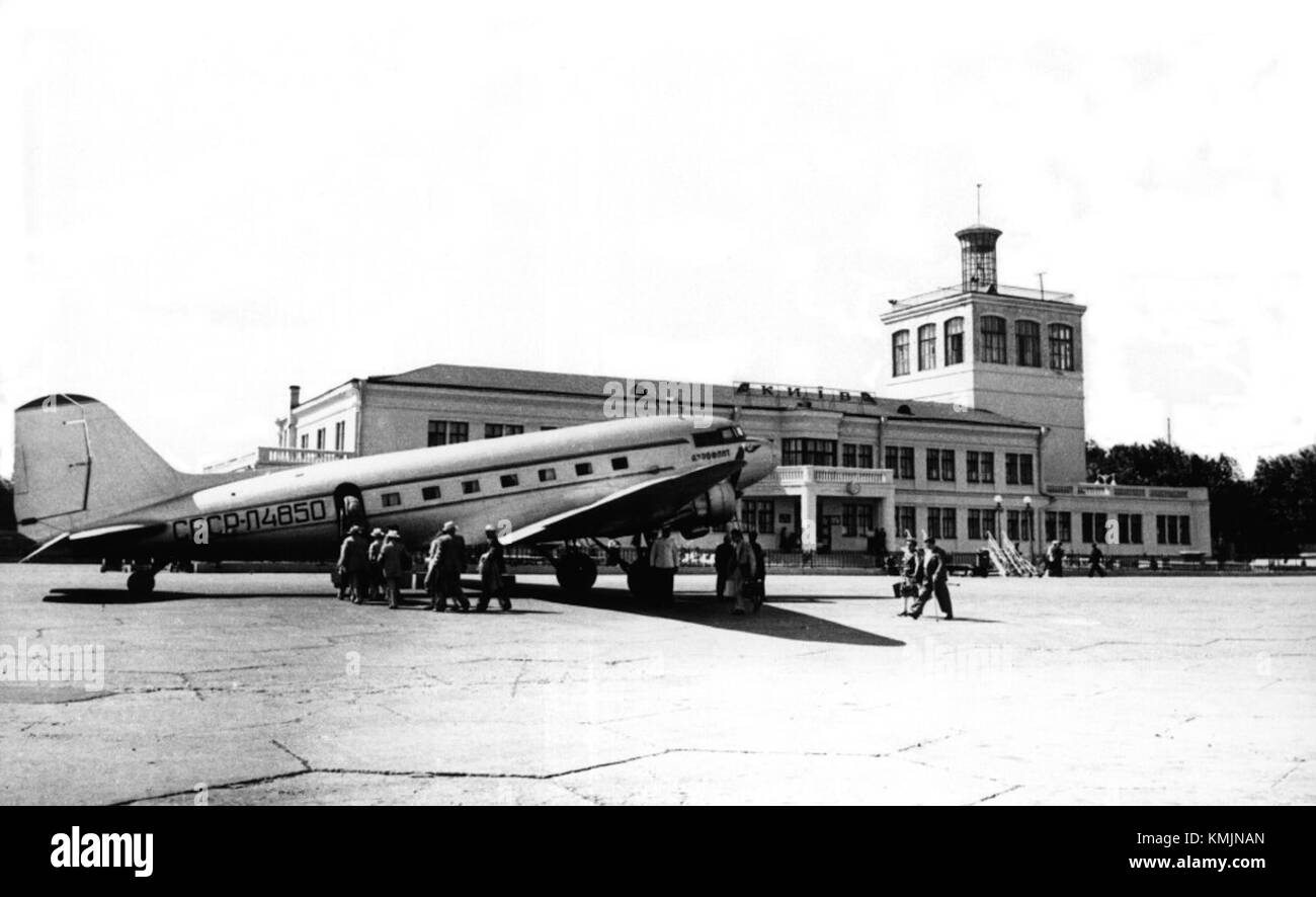 An Aeroflot Lisunov Li-2 aircraft at Kyiv International Airport ...