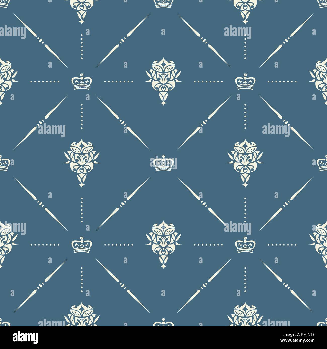 Royal wallpaper seamless pattern with crown and decorative elements ...