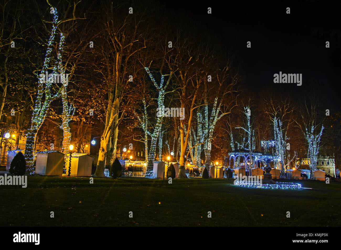 Zrinjevac park decorated by Christmas lights as part of Advent in ...