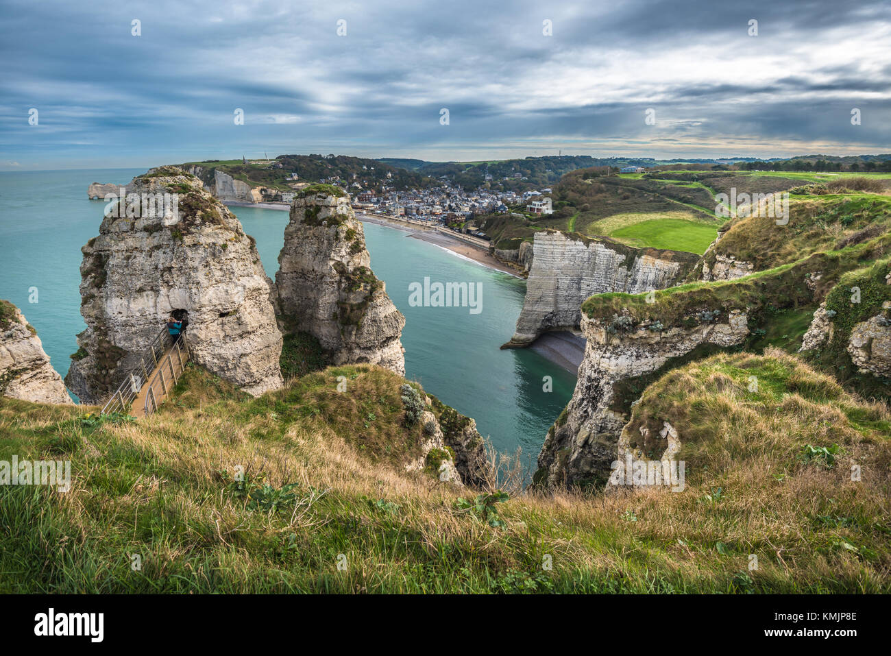 White cliffs of Etretat and the Alabaster Coast, Normandy, France Stock ...
