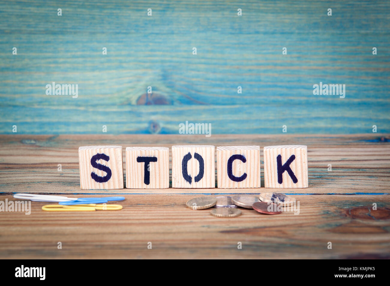 stock - name from wooden letters. Office desk, informative and ...