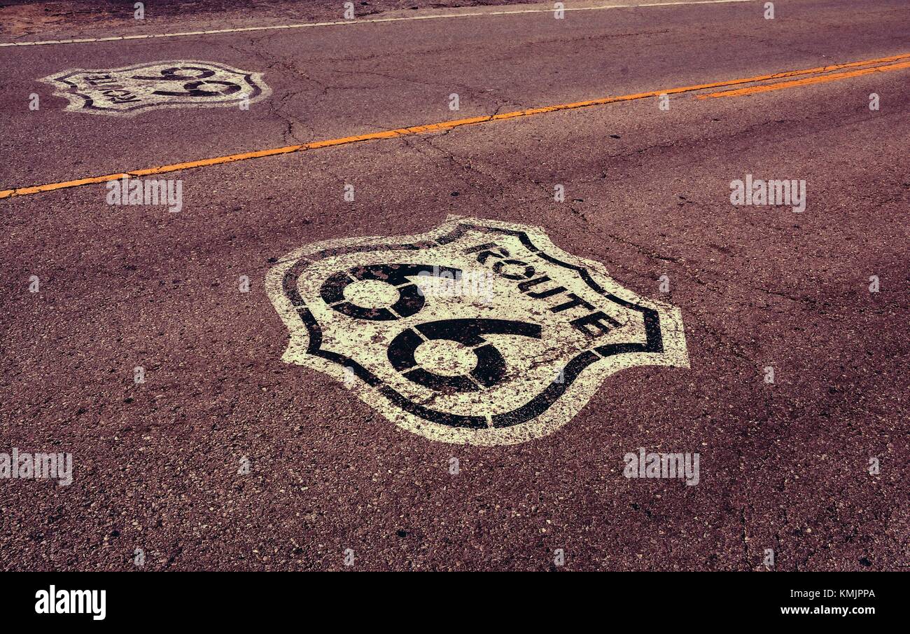 The mythical Route 66 sign in Texas, USA Stock Photo - Alamy