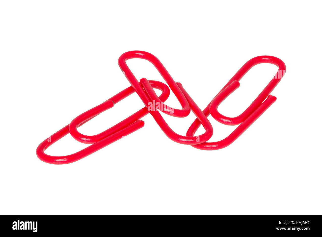 Red paper clips isolated on a white background Stock Photo - Alamy