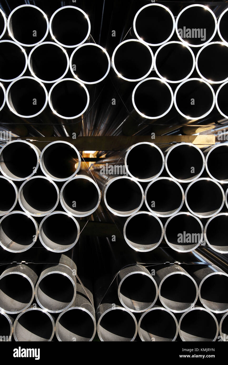 stack of steel tubes industrial, texture background Stock Photo - Alamy