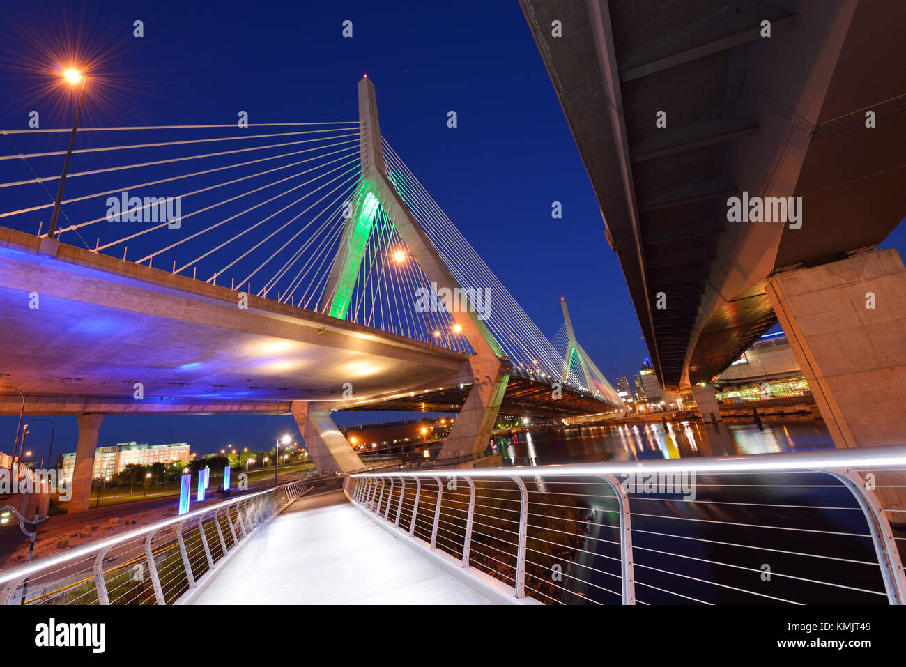 Zakim Bridge at Night in Boston, Massachusetts Stock Photo - Alamy