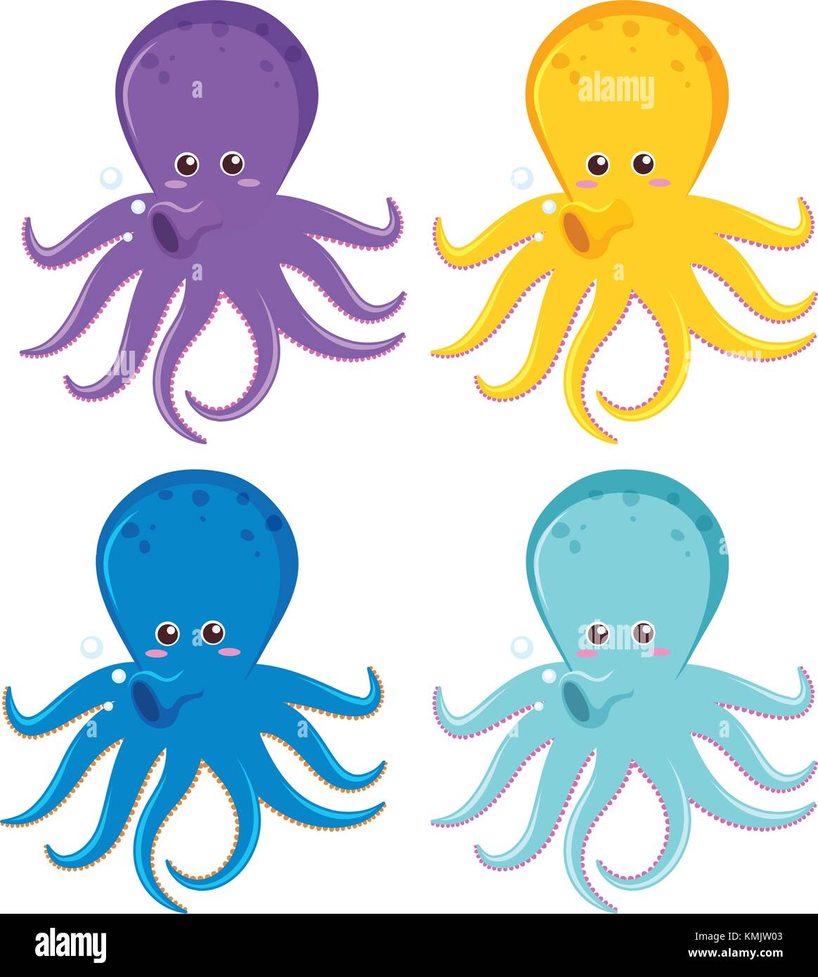 Octopus in four different colors illustration Stock Vector Image & Art ...