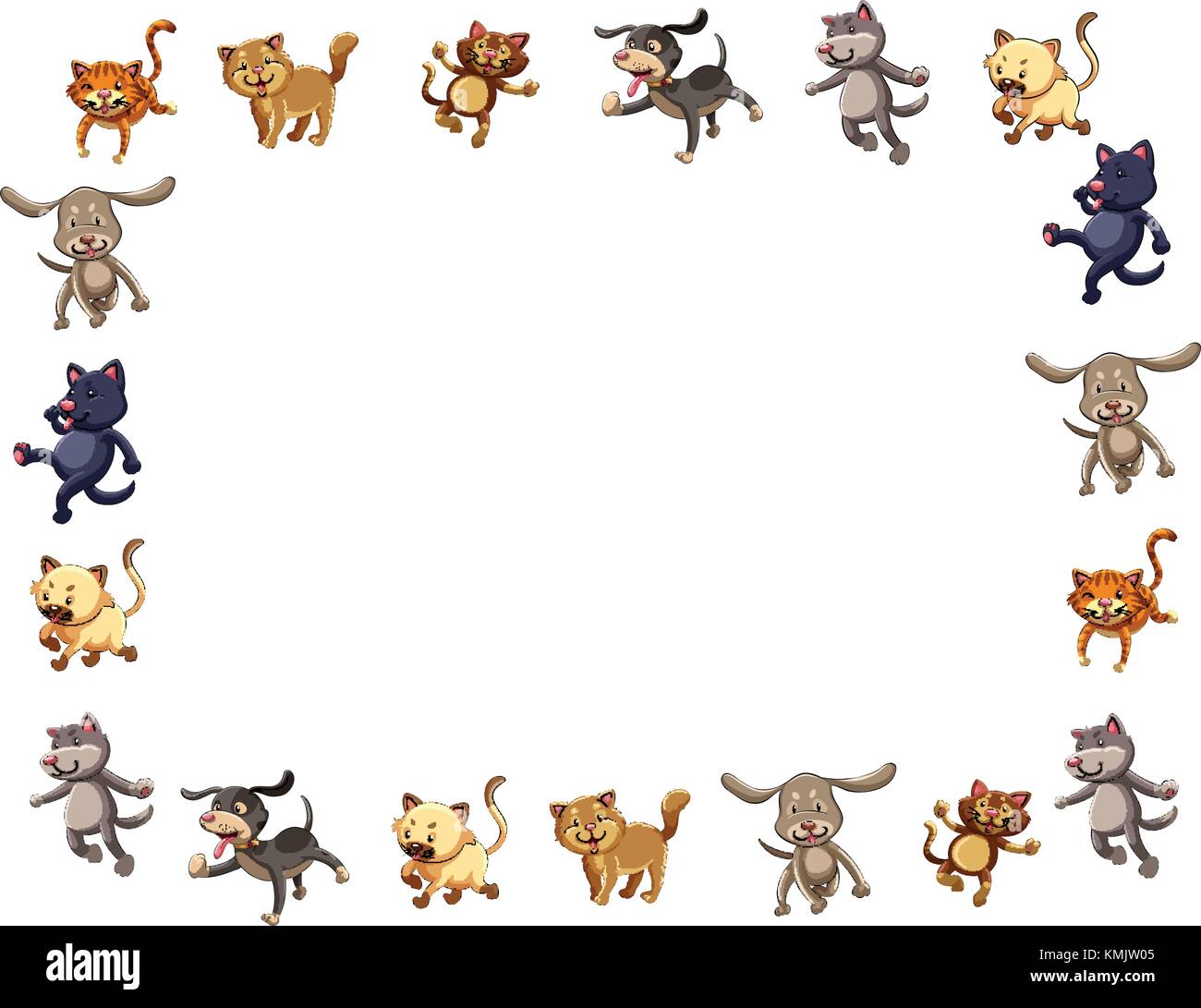 Border template with cute cats and dogs illustration Stock Vector Image ...