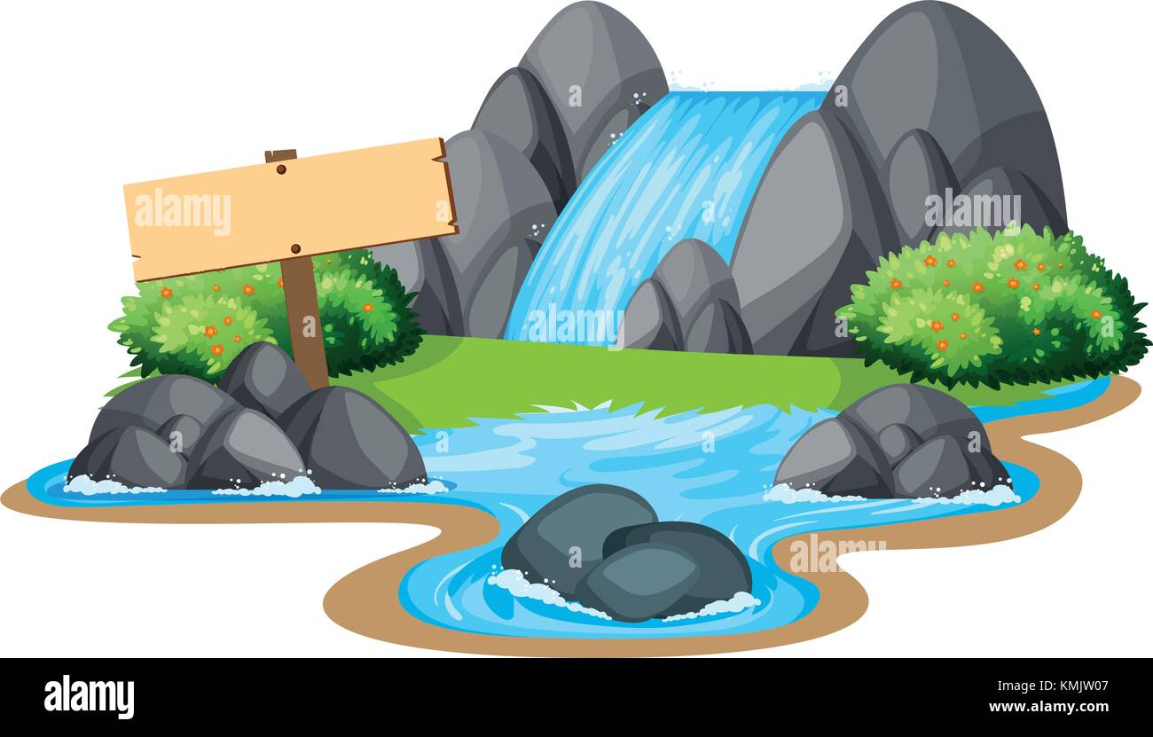 Scene with waterfall and river illustration Stock Vector Image & Art ...
