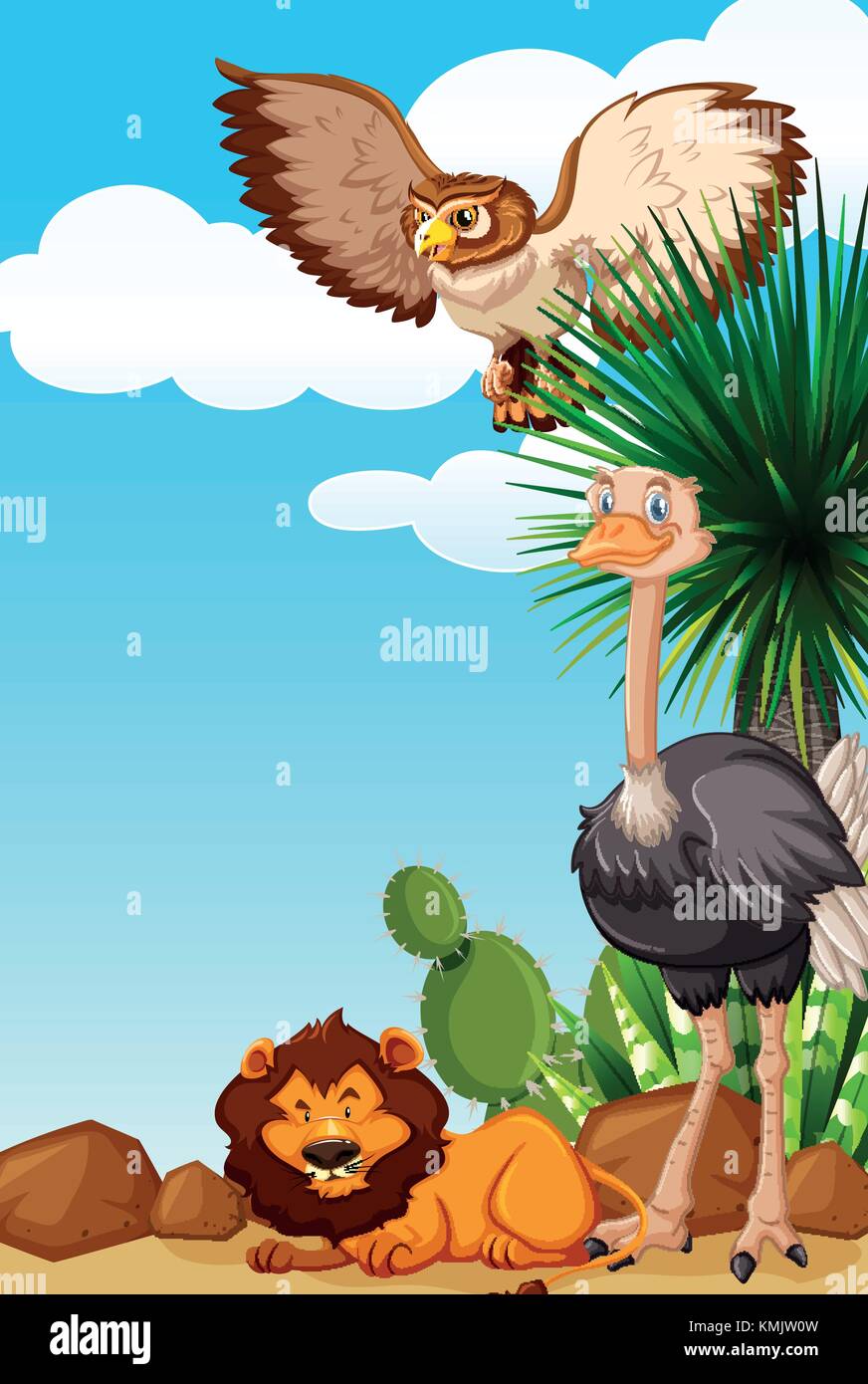 Three types of animals in the desert field illustration Stock Vector ...