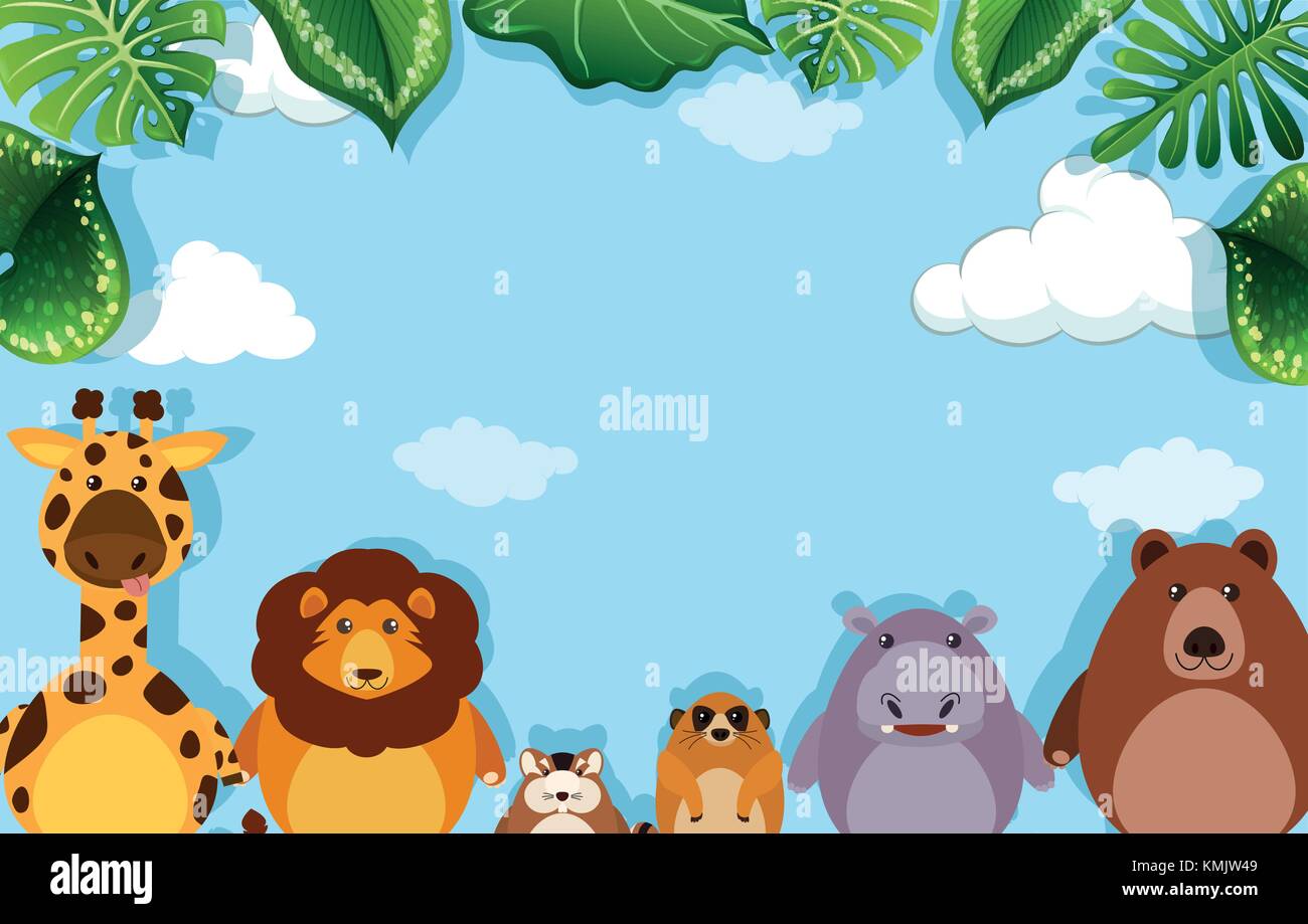 Background template with wild animals illustration Stock Vector Image ...