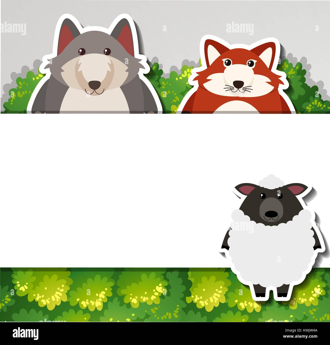 Banner template with fox and sheep illustration Stock Vector Image ...