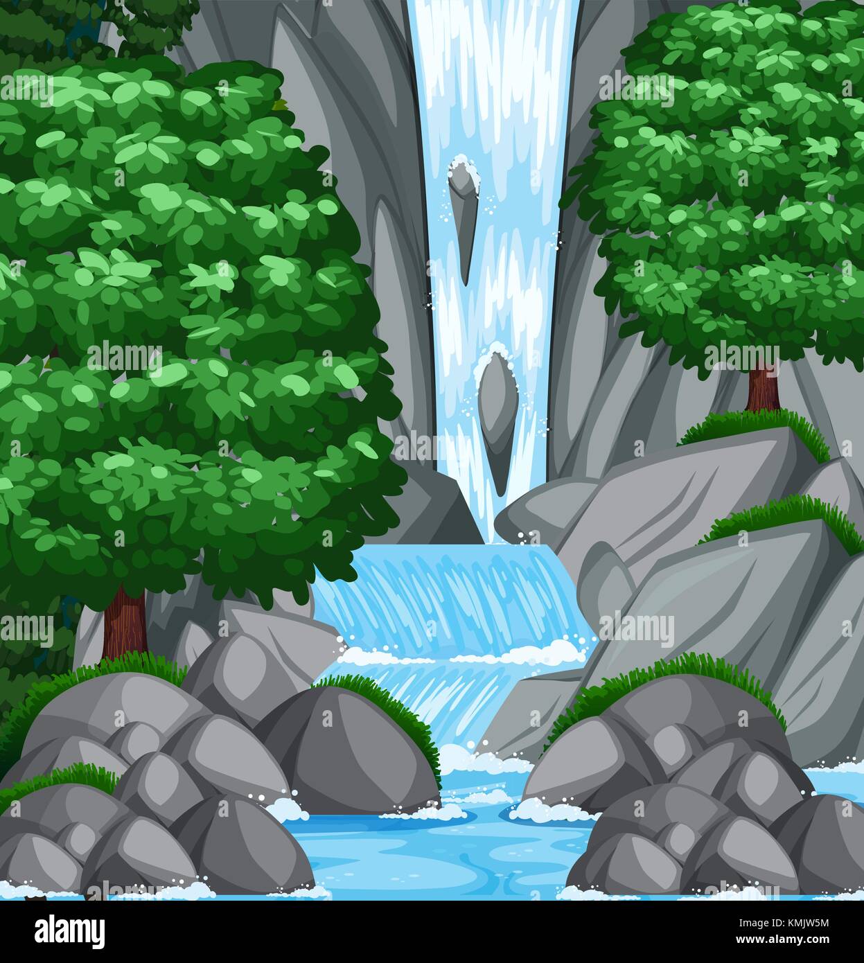 Background scene with water and stream illustration Stock Vector Image ...