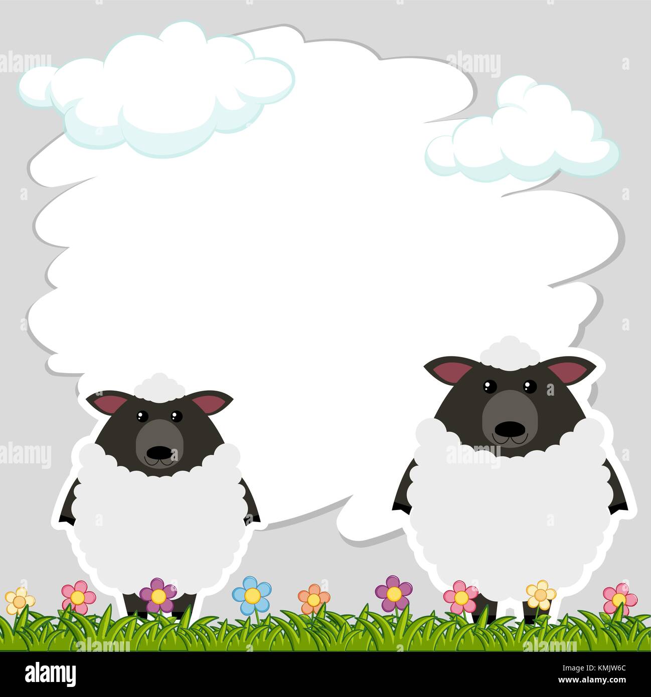 Border template with two sheeps illustration Stock Vector Image & Art ...