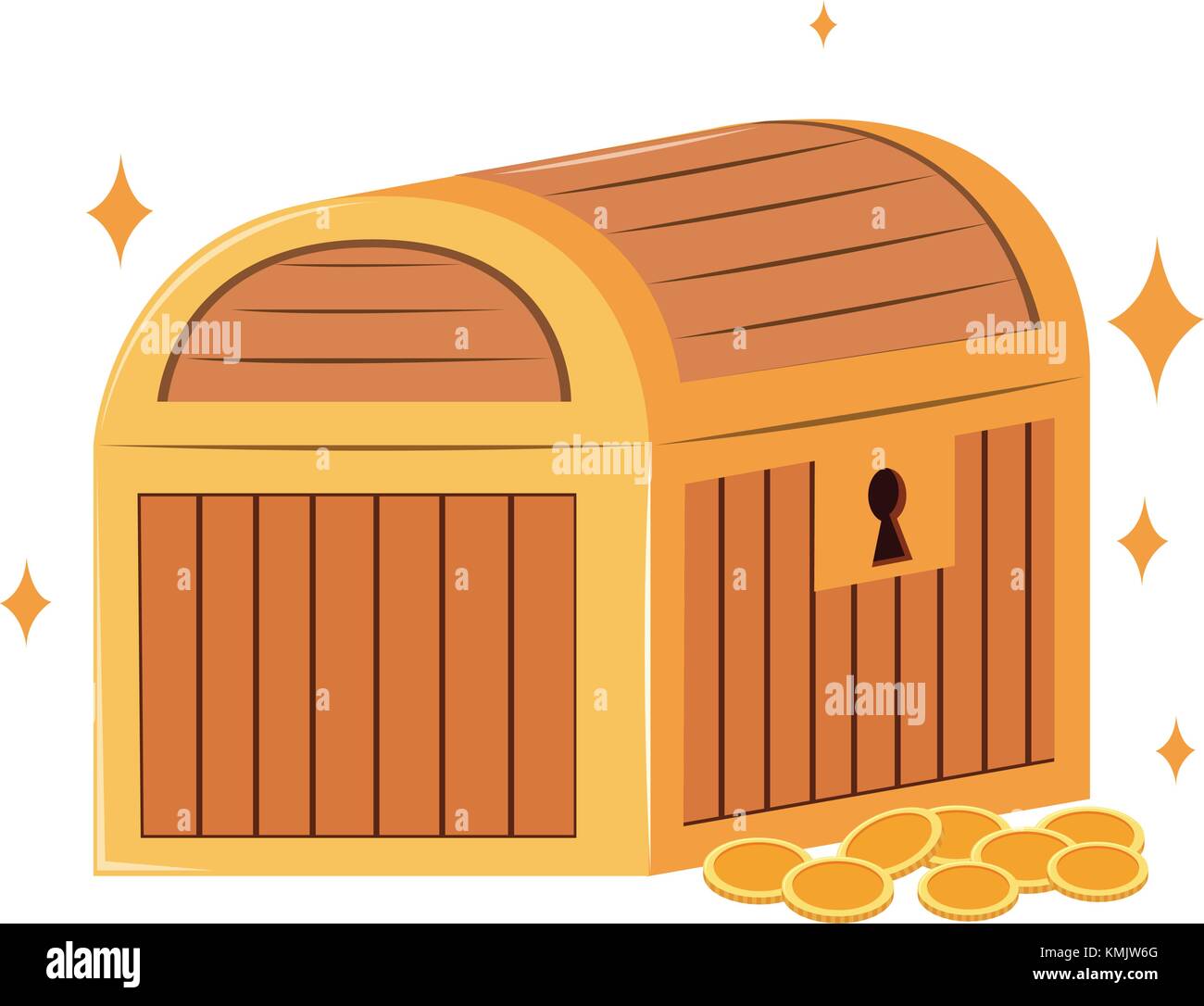 Wooden chest and gold coins illustration Stock Vector Image & Art - Alamy