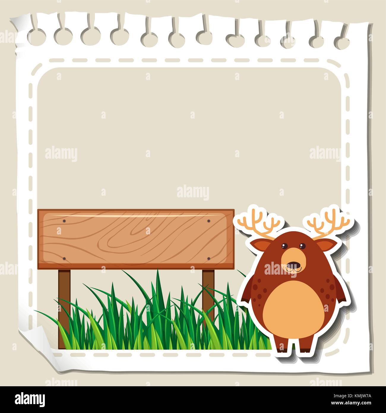 Paper template with deer on grass illustration Stock Vector Image & Art ...