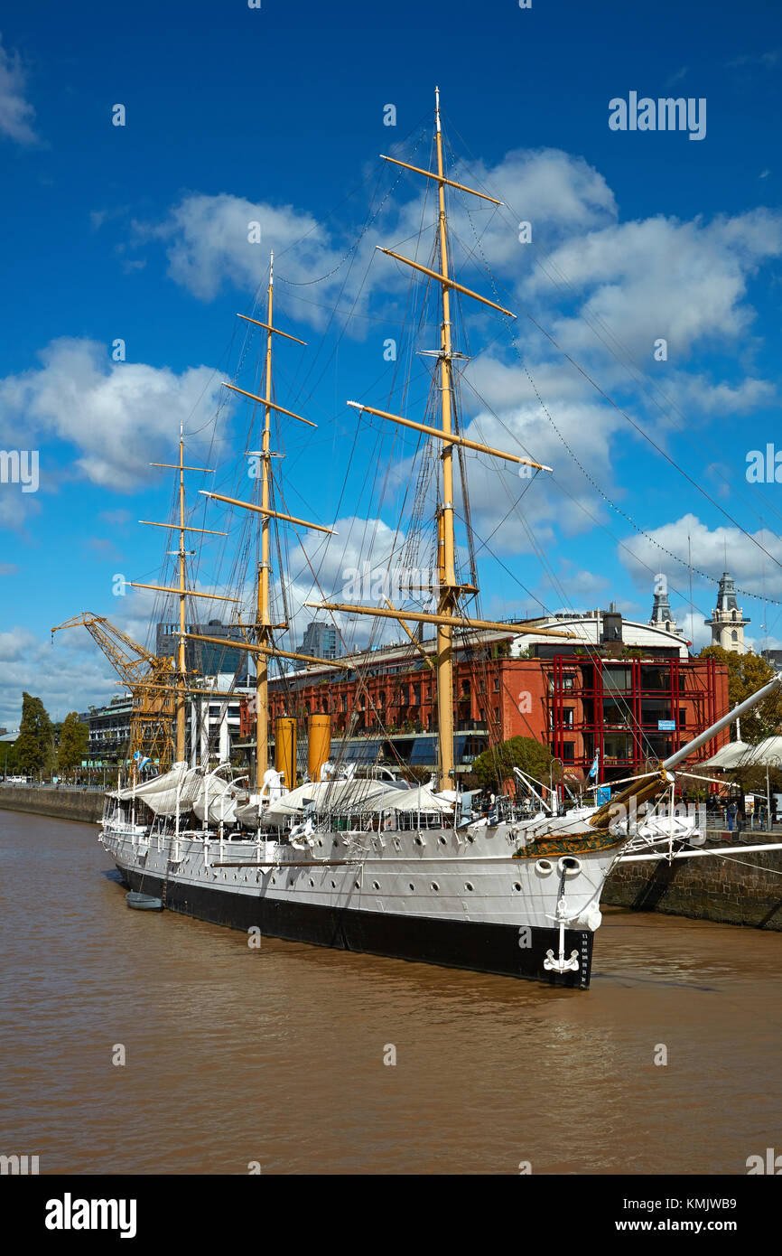ARA Presidente Sarmiento tall ship (1897) on Rio Darsena Sur, Puerto ...