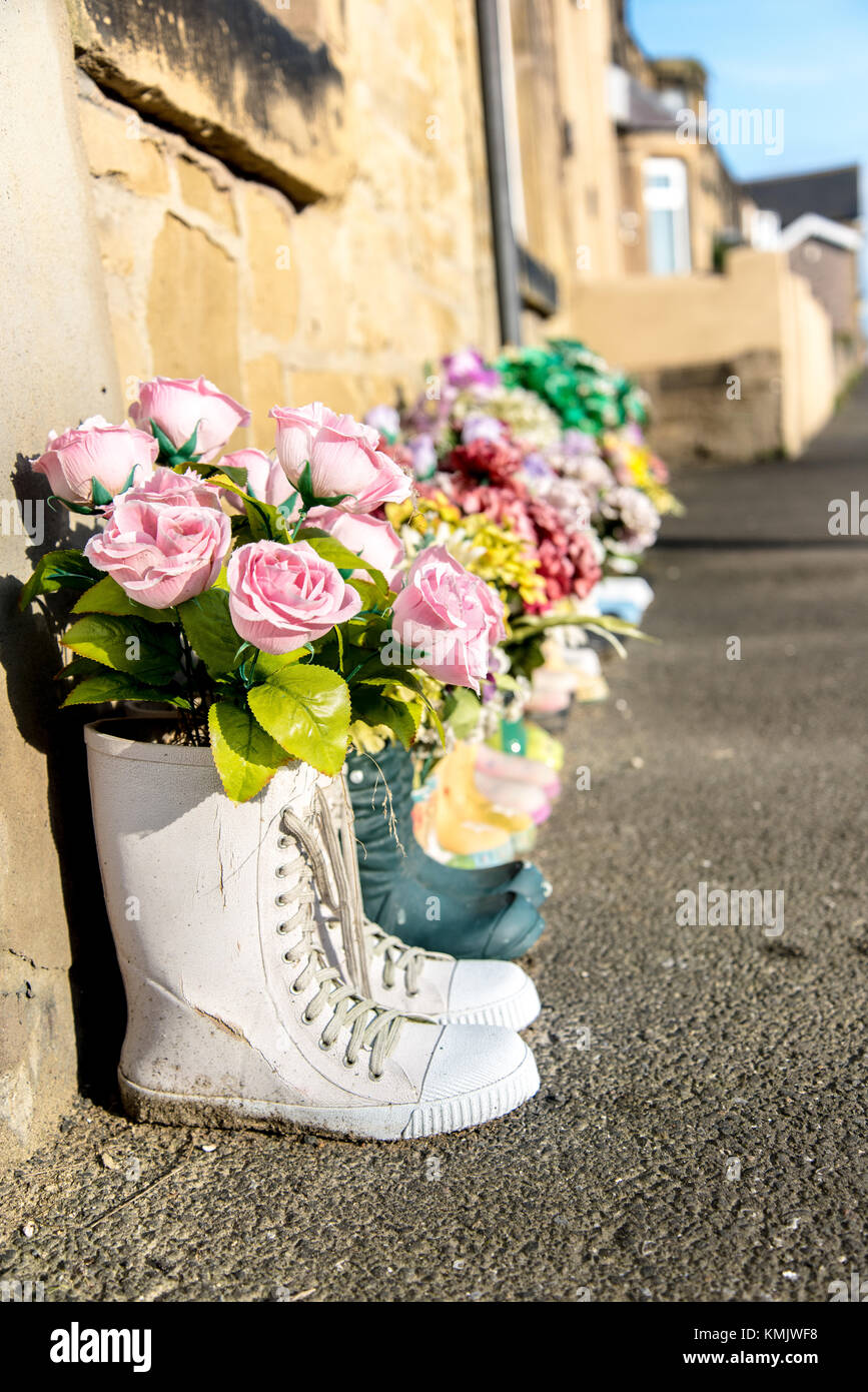 Flowers in Wellies - Original Garden Ideas Stock Photo - Alamy