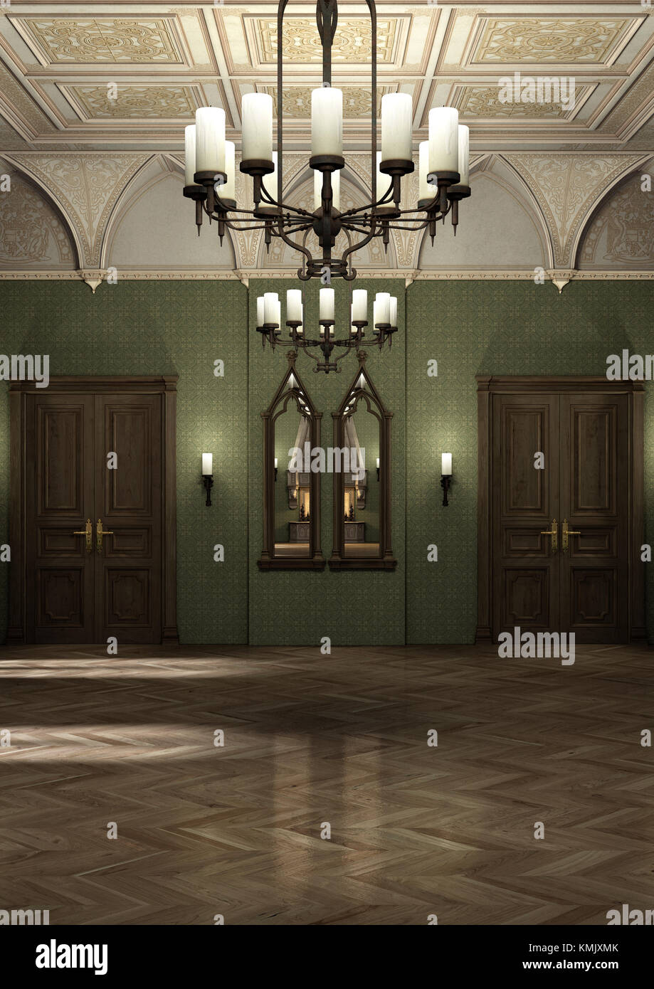 3D rendering of a gothic medieval style dark palace Stock Photo - Alamy