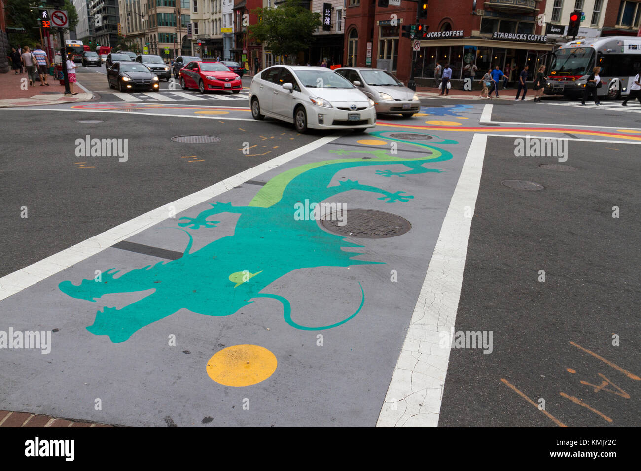 Colourful road crossing in front of the Friendship Arch in Chinatown ...