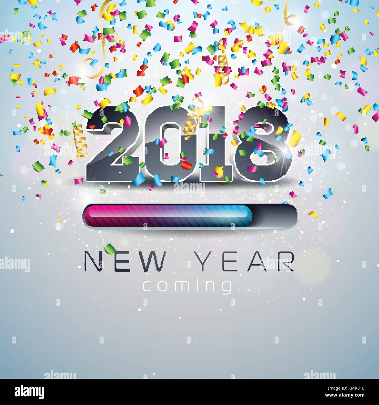 2018 New Year Coming Illustration with 3d Number and Progress Bar on ...