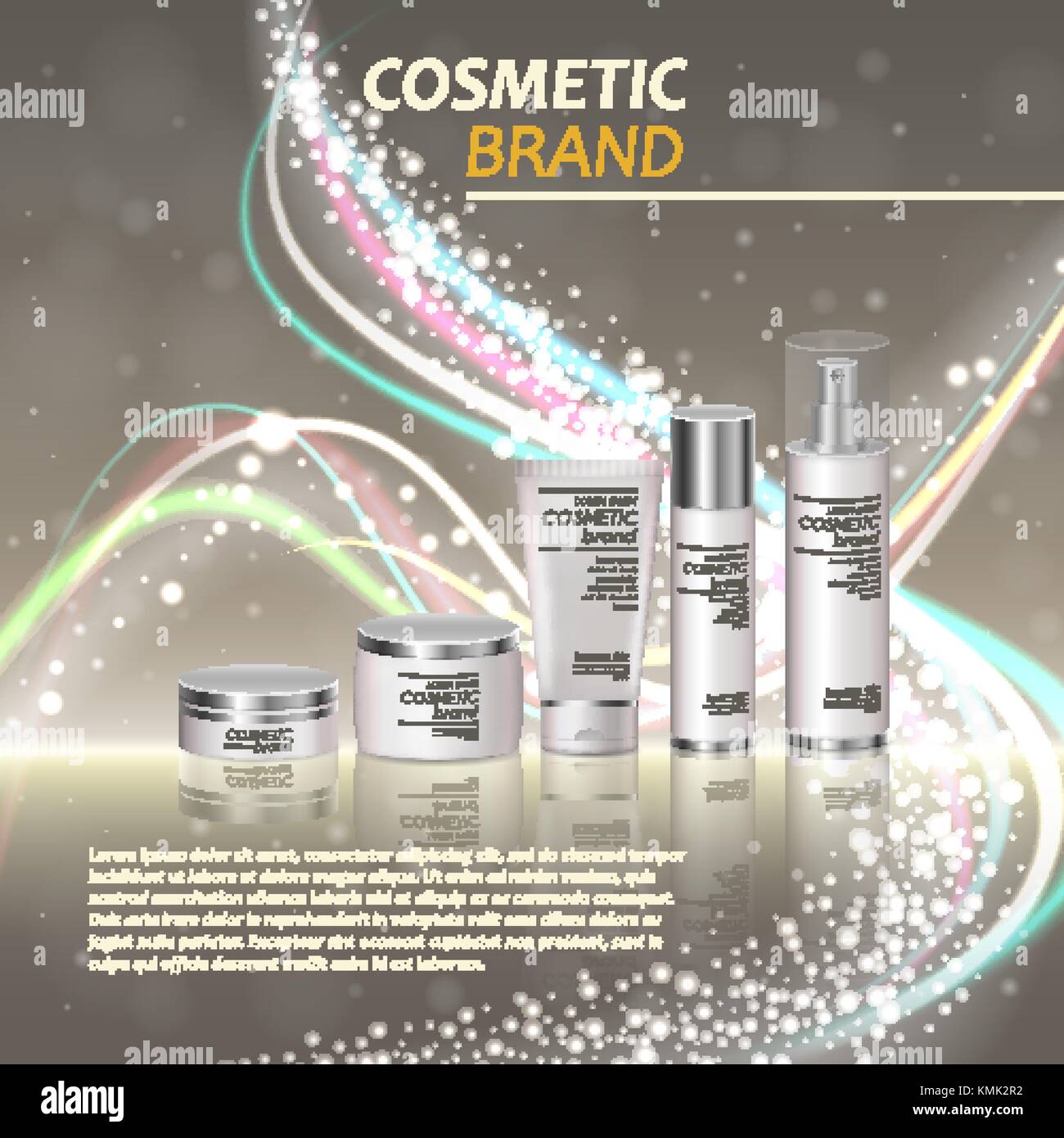 3D realistic cosmetic bottle ads template. Cosmetic brand advertising ...