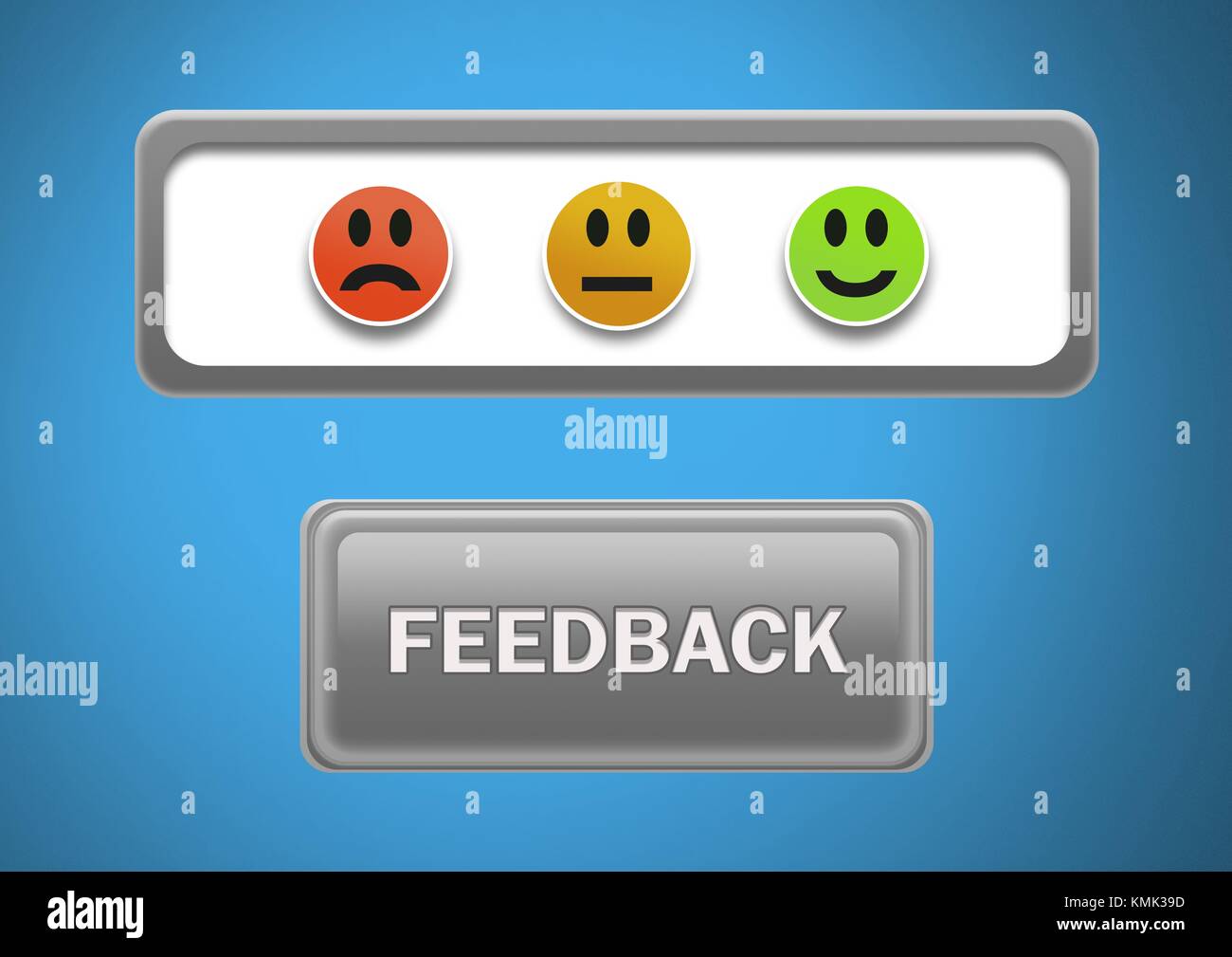 Digital composite of Smiley faces feedback button Stock Photo - Alamy