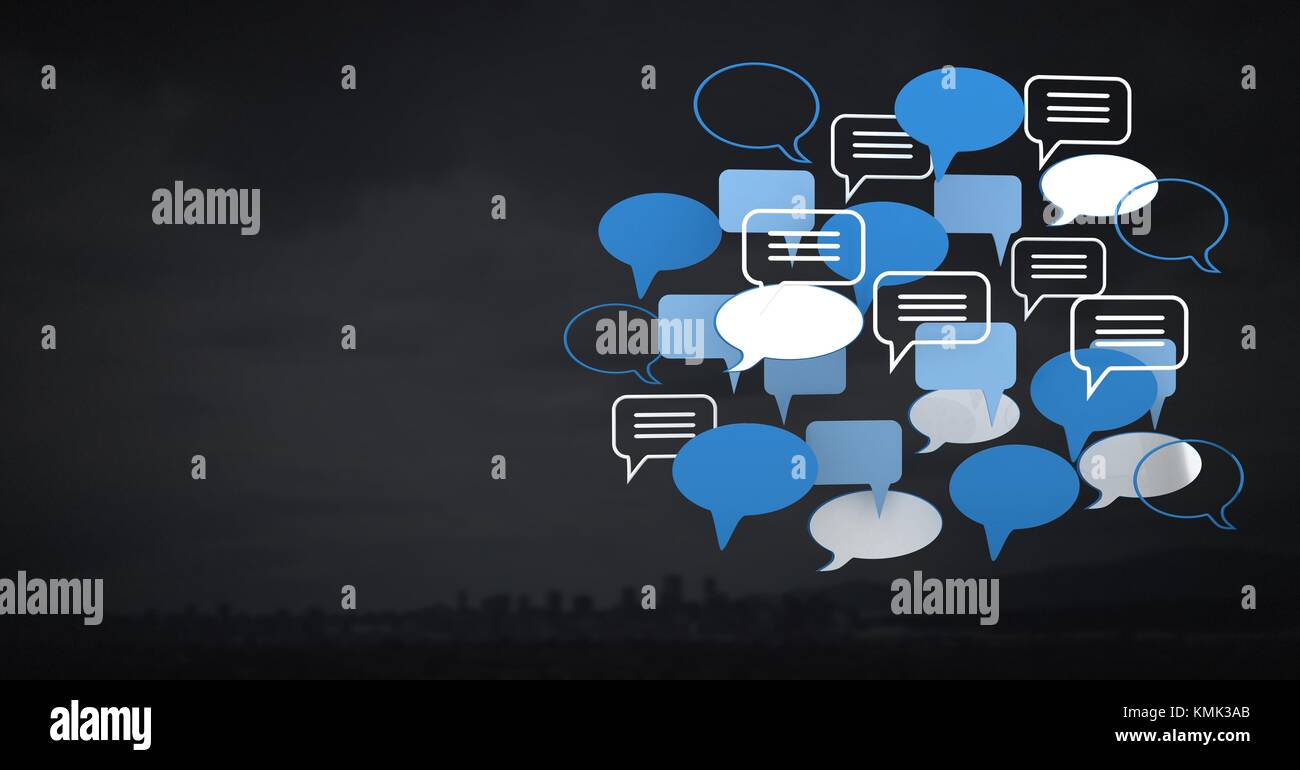 Digital composite of Chat bubble app icons and dark background Stock ...