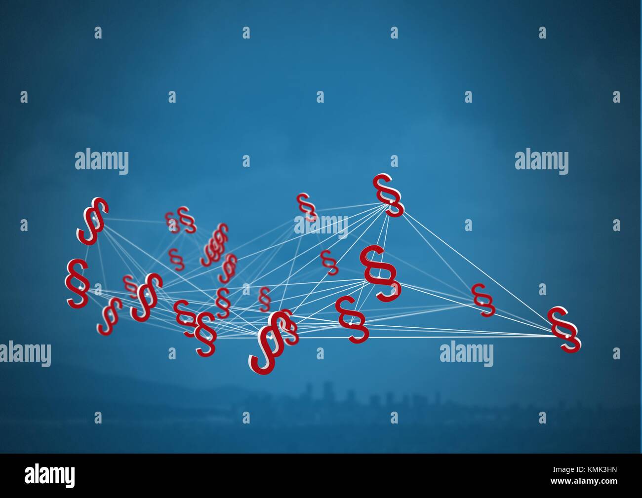 Digital composite of Section symbols icons connected with blue ...