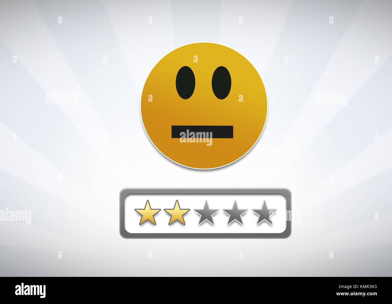 Digital composite of medium low satisfaction smiley face and star ...