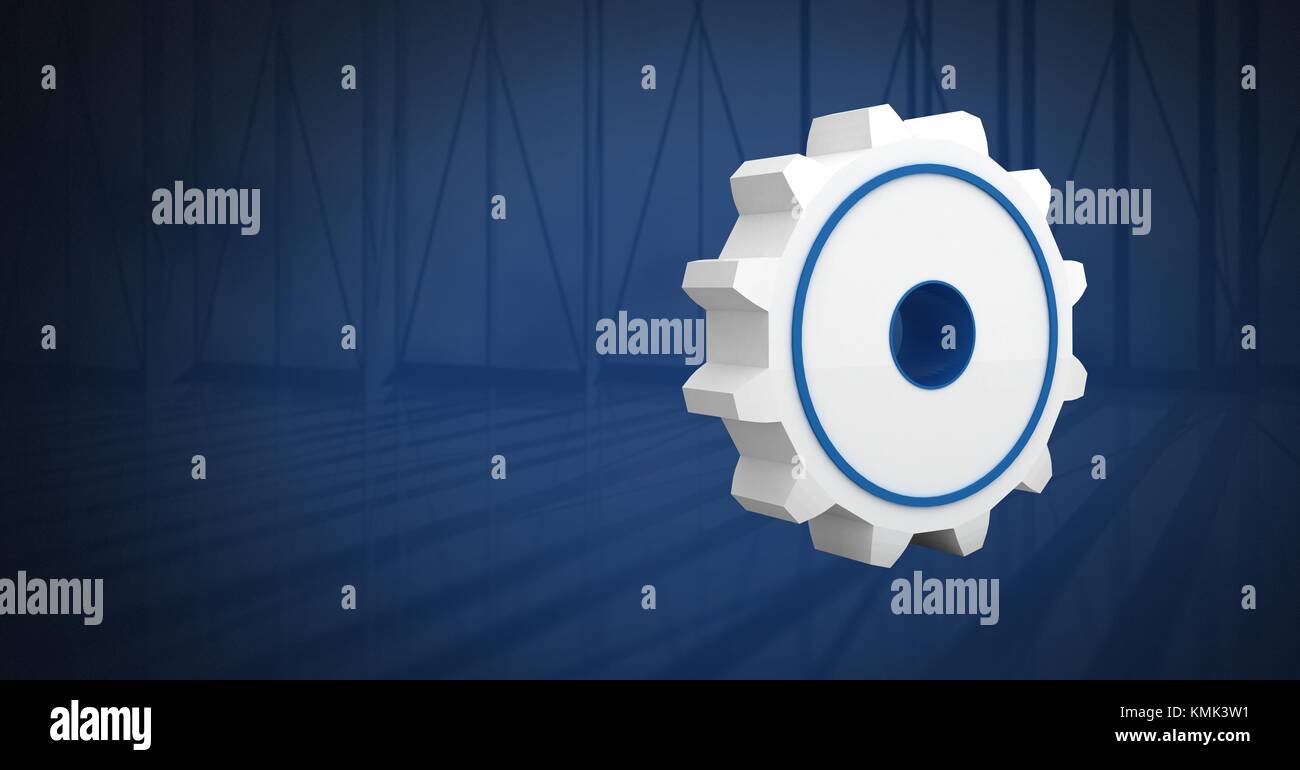 Digital composite of Cog settings icon symbol and dark background Stock ...