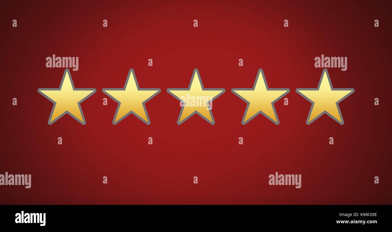 Digital composite of five star rating review Stock Photo - Alamy