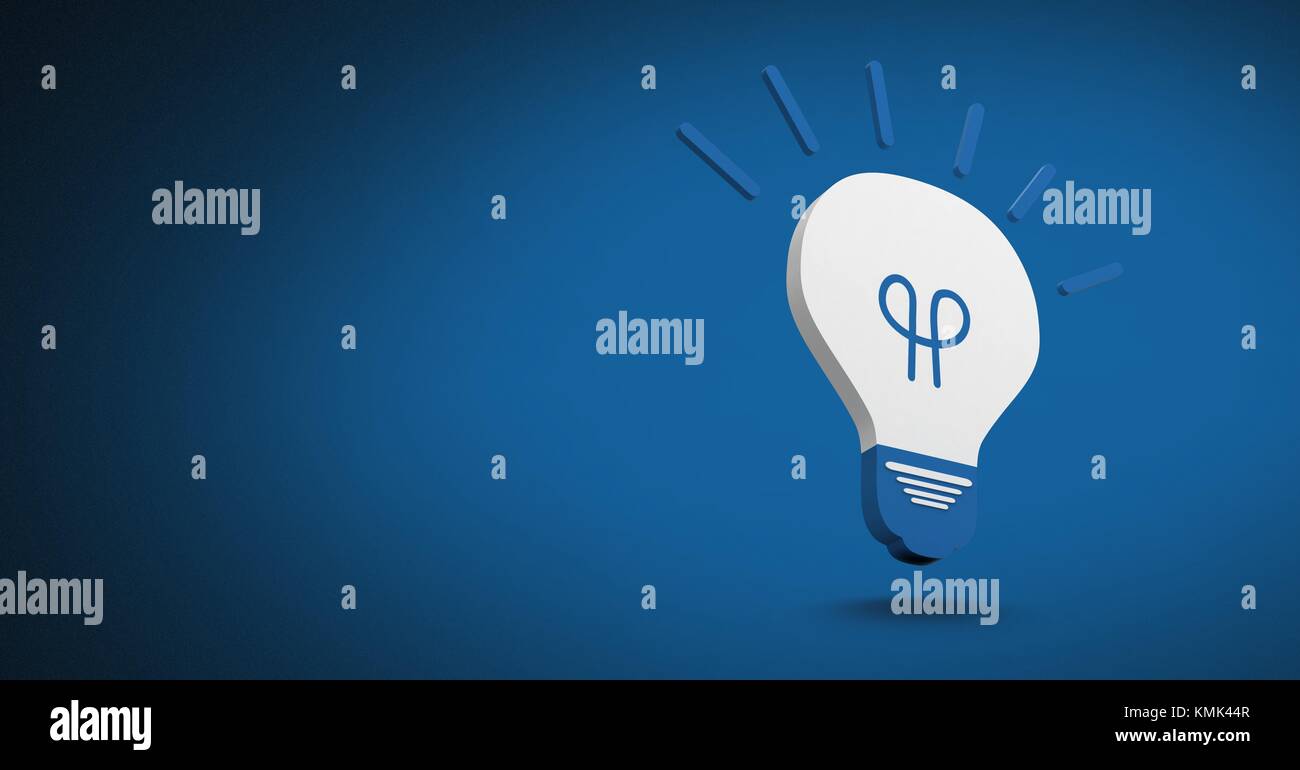 Digital composite of 3D light bulb idea icon with blue background Stock ...