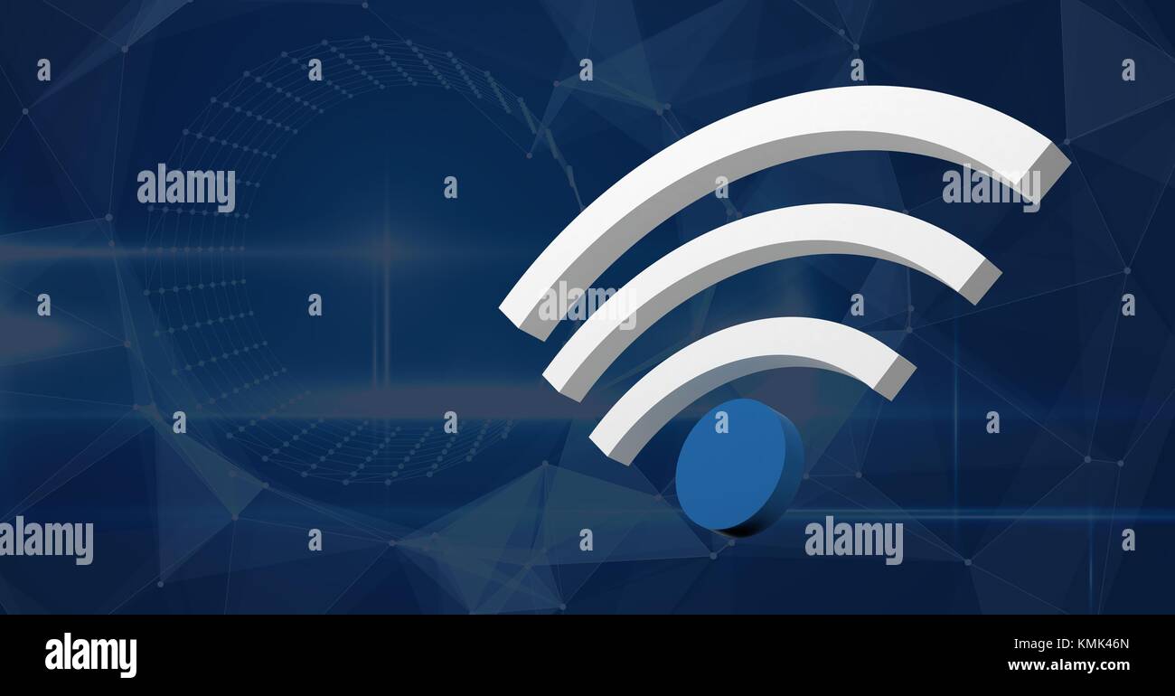 Digital composite of 3D wi-fi icon with blue background Stock Photo - Alamy