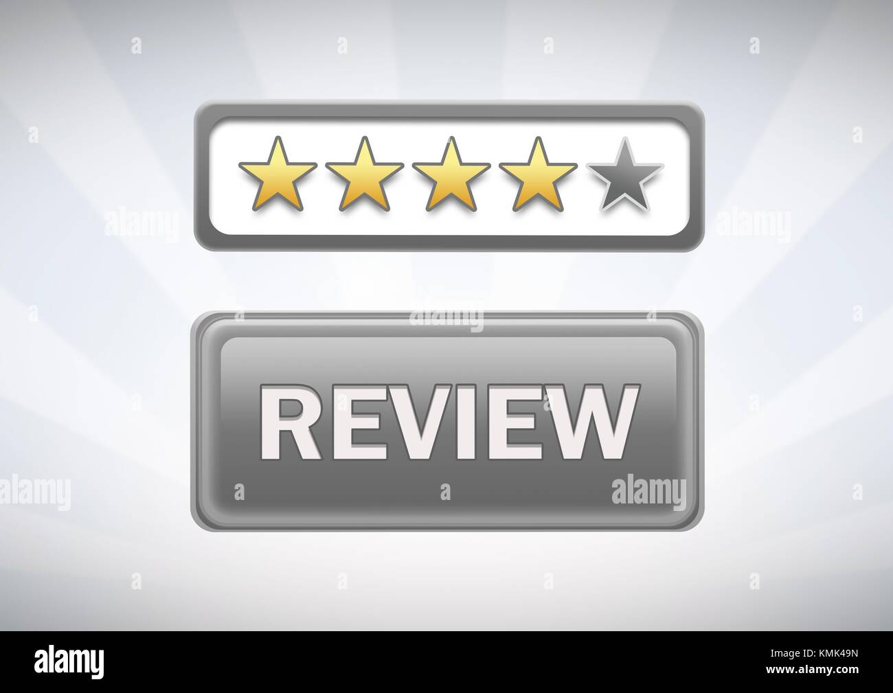 Digital composite of Review button with stars rating Stock Photo - Alamy