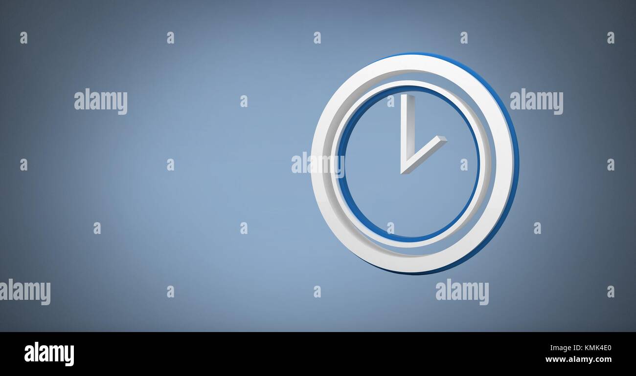 Digital composite of 3D clock icon with blue background Stock Photo - Alamy