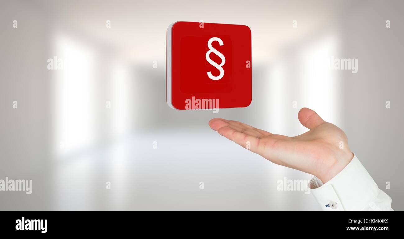 Digital composite of Hand open with section symbol icons Stock Photo ...