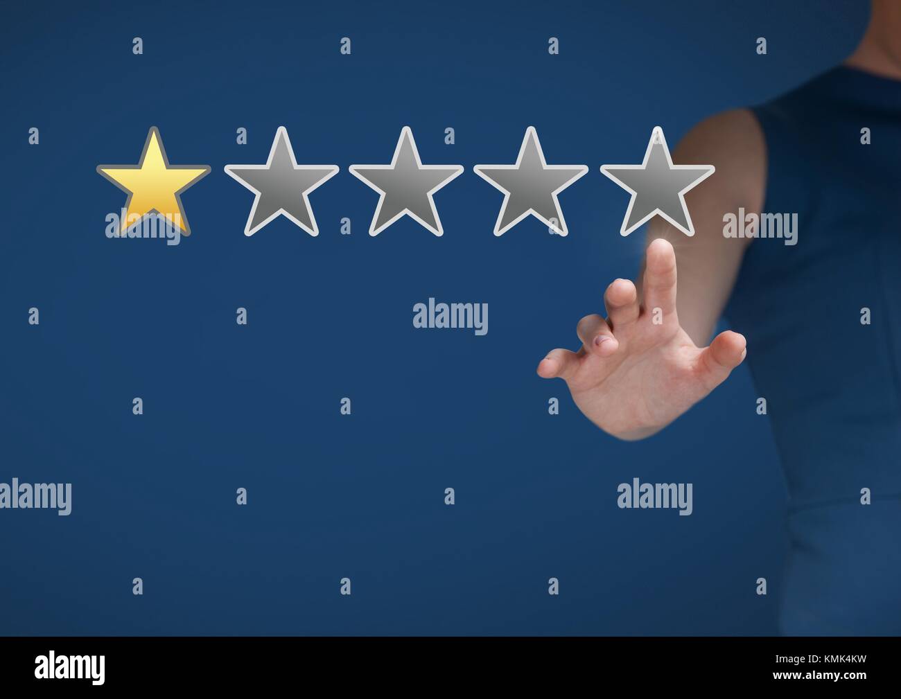 Digital composite of Hand touching rating review one star Stock Photo ...